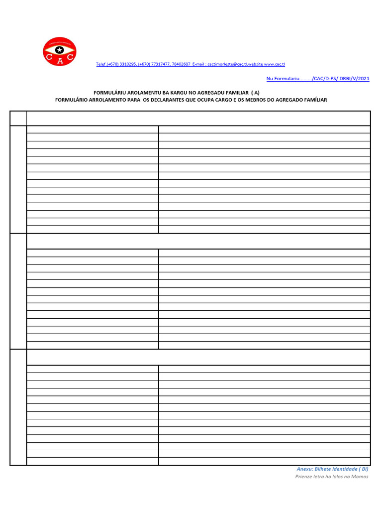 Formulariu Arolamentu Dbri Cac | PDF | Acomodações | Família