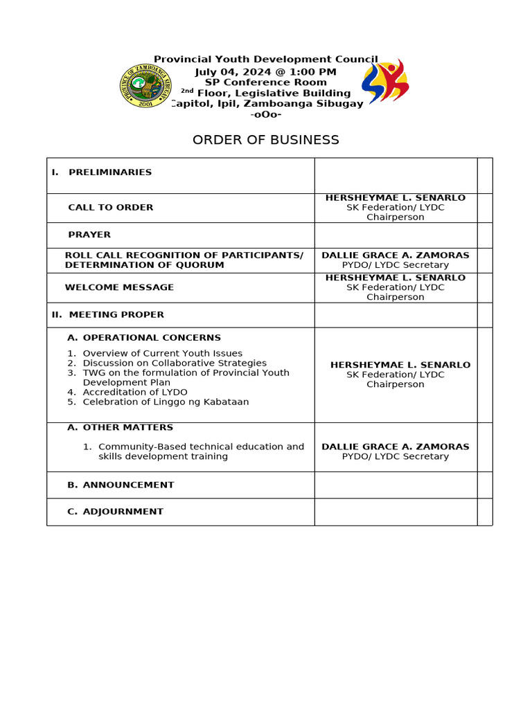 Order of Business | PDF
