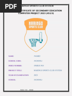 Maringo Sports Club System | PDF | Feasibility Study | Databases