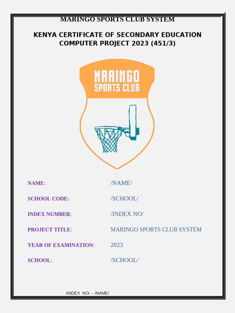 KCSE Sports Club Project | PDF | Feasibility Study | Cost