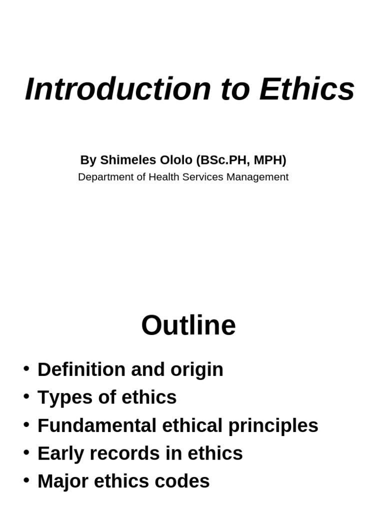 Introduction To Ethics - To GMPH & HSM-2003 | PDF | Morality | Autonomy