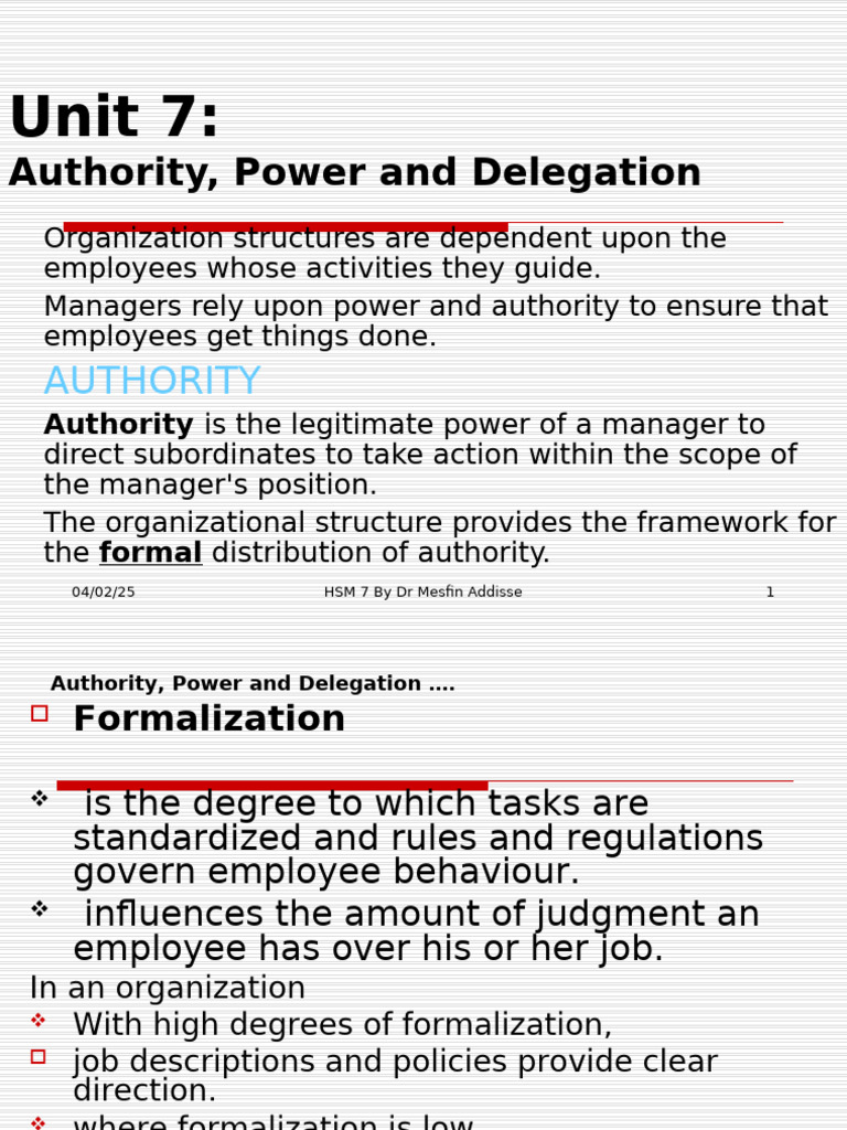 HSM 7 Authority Power and Delegation | PDF | Power (Social And ...