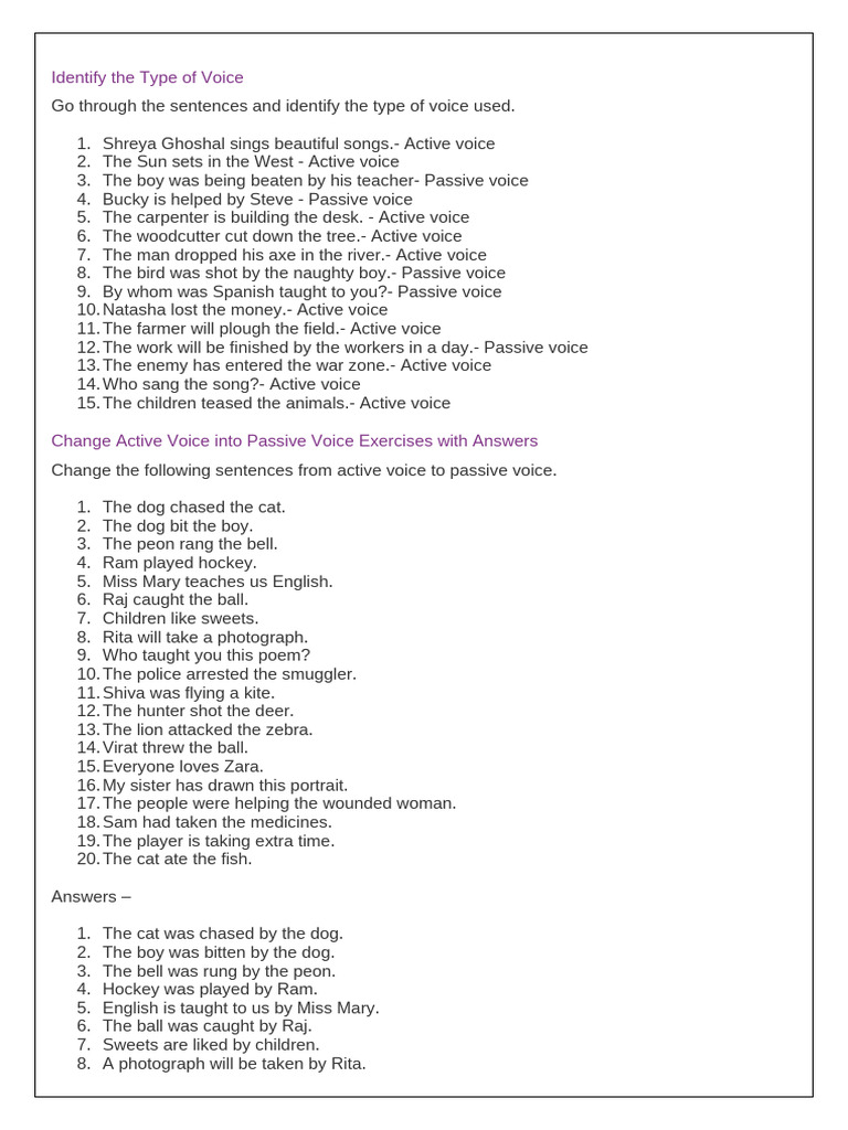 Active and Passive Voice Identification | PDF
