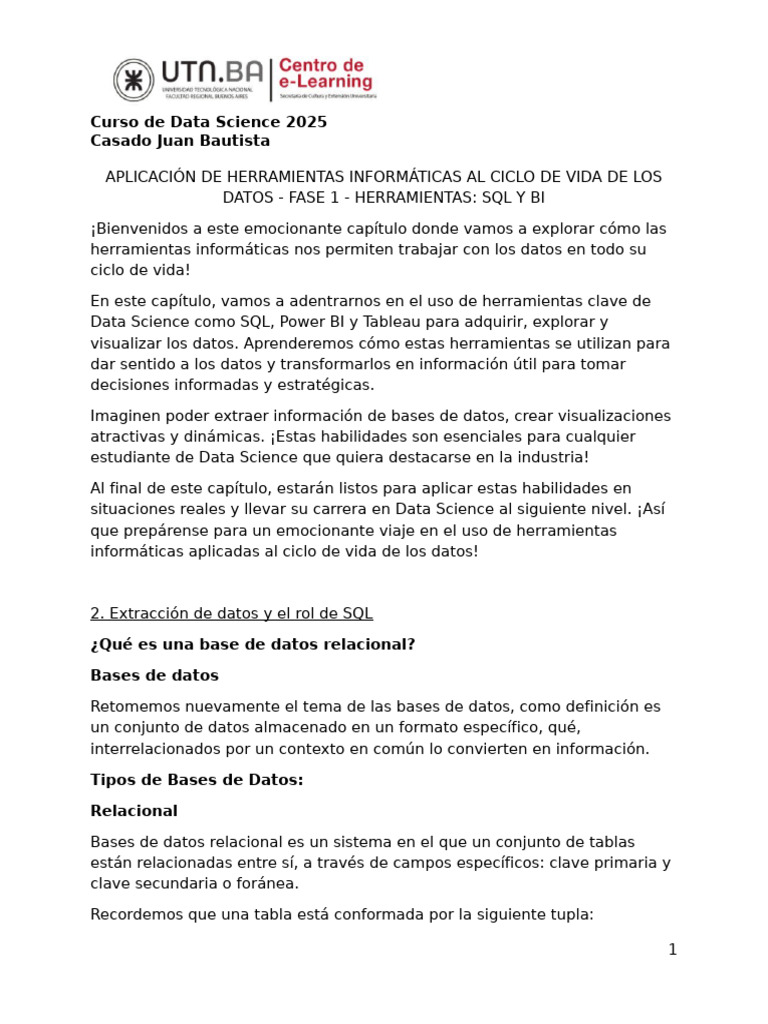 Fase 1 - Herramientas SQL y Bi | PDF | SQL | Bases de datos