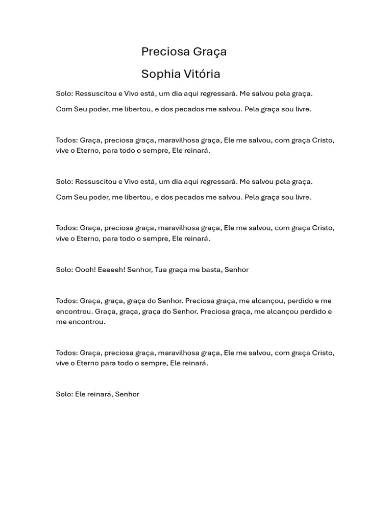 Preciosa Graça Crianças | PDF