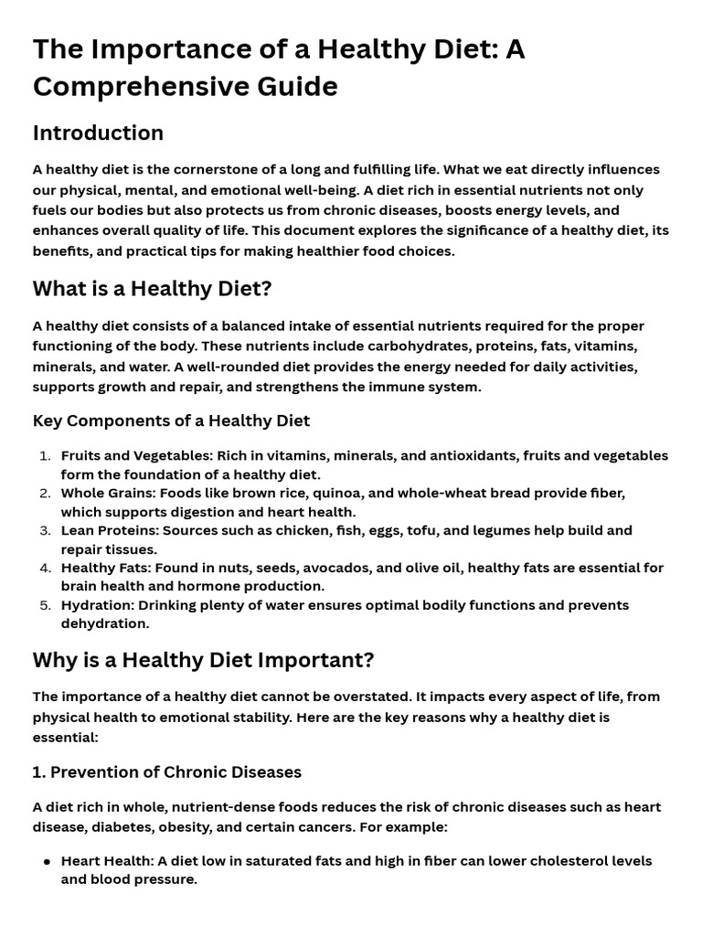 healthy diet | PDF | Healthy Diet | Diet (Nutrition)