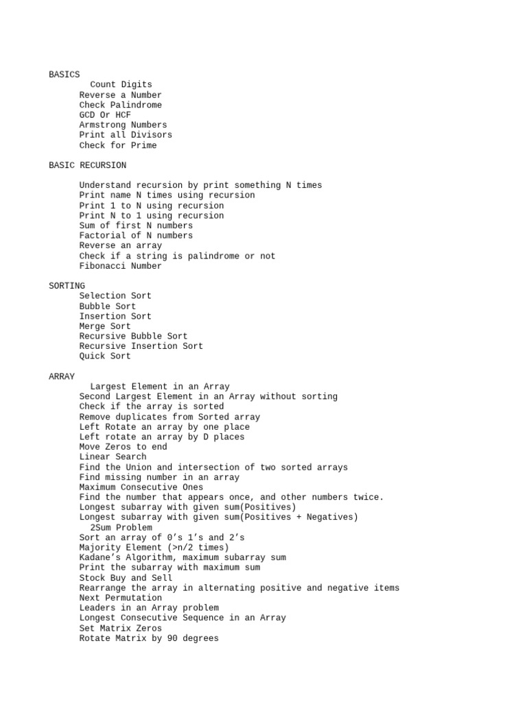 DSA SHEET | PDF | String (Computer Science) | Combinatorics