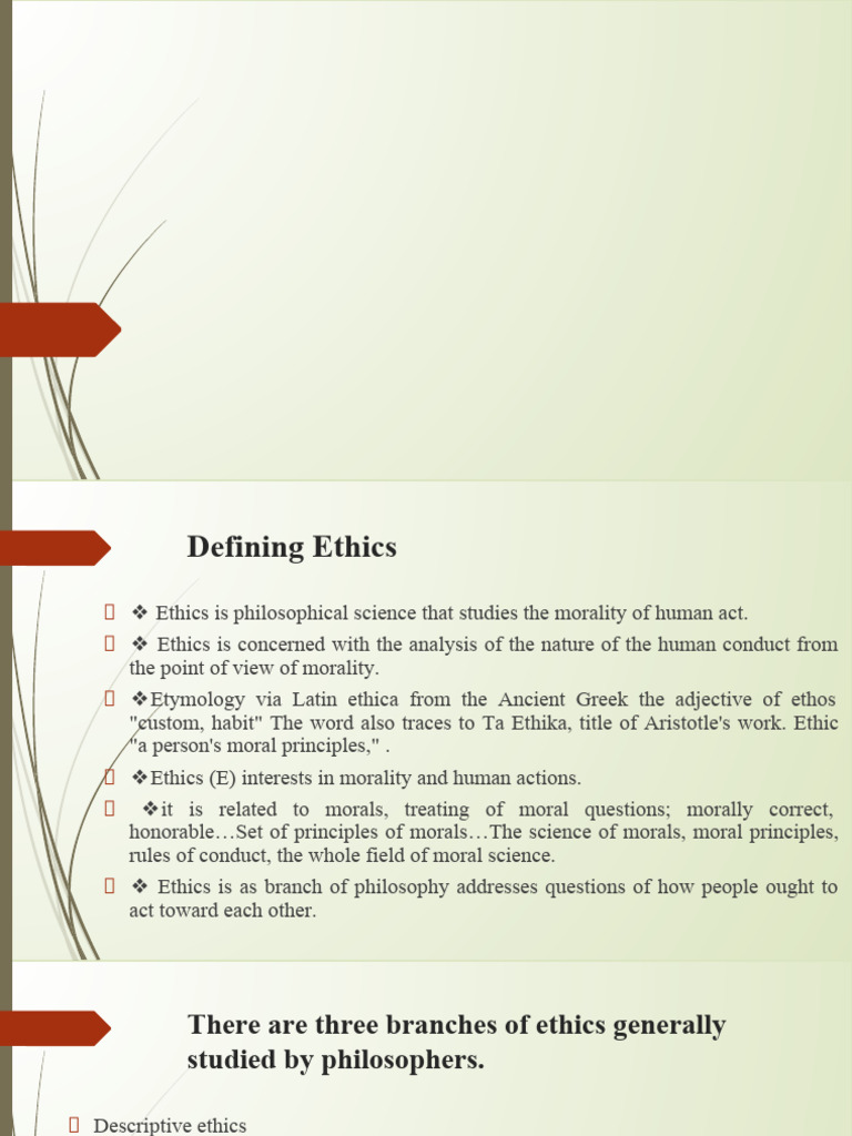 Ethics Lesson1 | PDF | Morality | Virtue