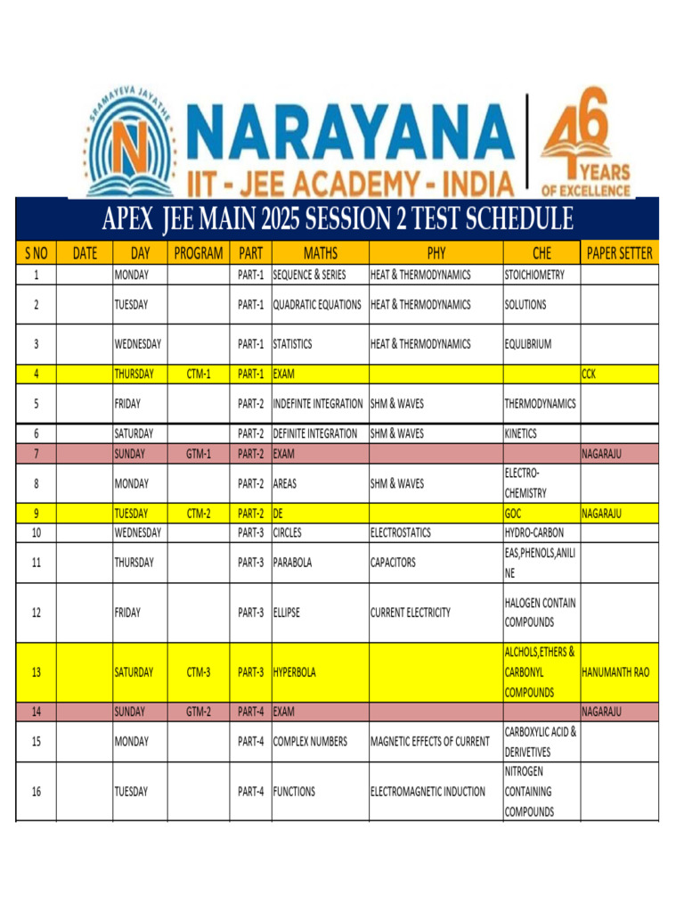Apex Jee Main 2025 Session 2 Test Schedule | PDF | Physics | Applied ...