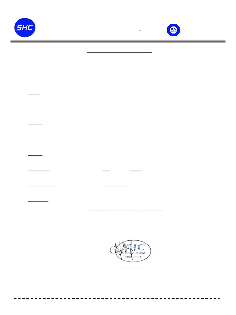 Surat Keterangan Kerja PT Shin Heung | PDF