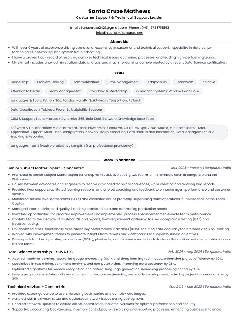 Santa Cruze Mathews - Resume | PDF | Data Science | Machine Learning