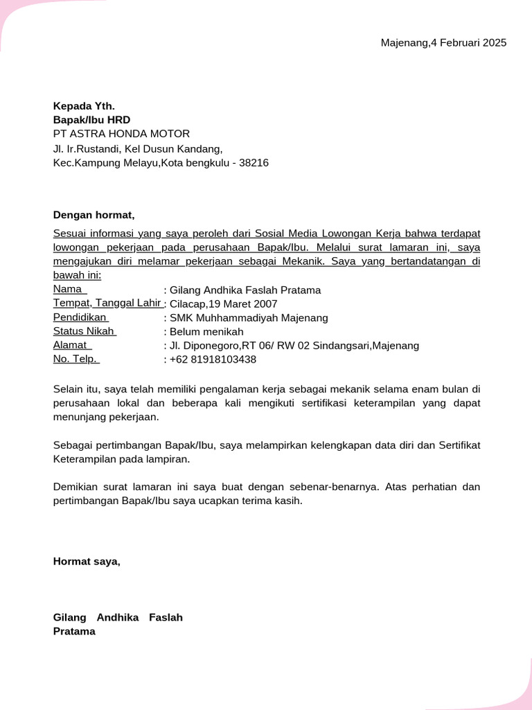 Modern Minimalis Surat Permohonan Lamaran Kerja Profesional untuk Profesi D_20250203_114359_0000 ...