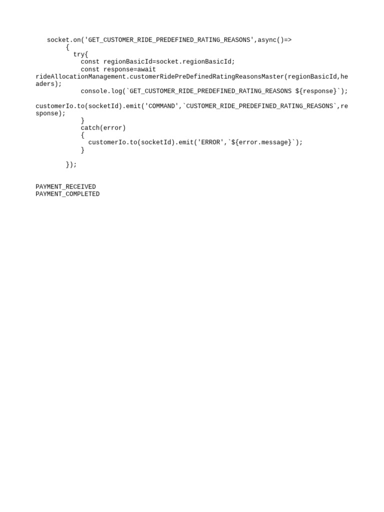 Ride Rating Reasons API Guide | PDF