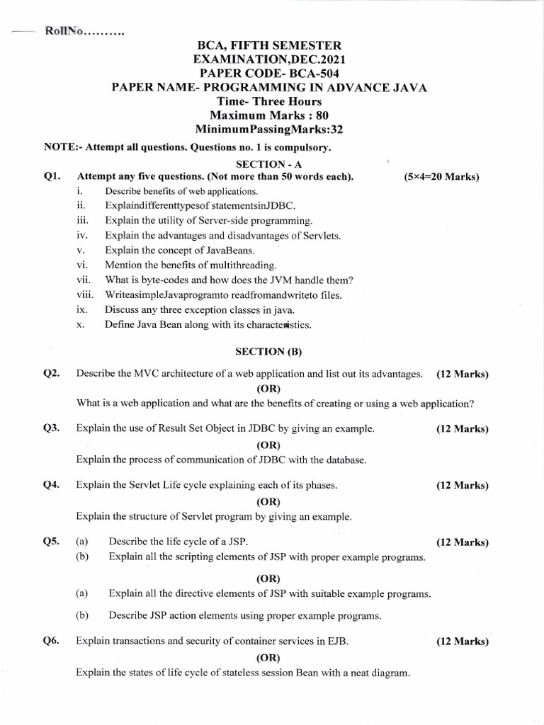 prod adv java final sem 80 marks | PDF | Software Development | Systems Architecture