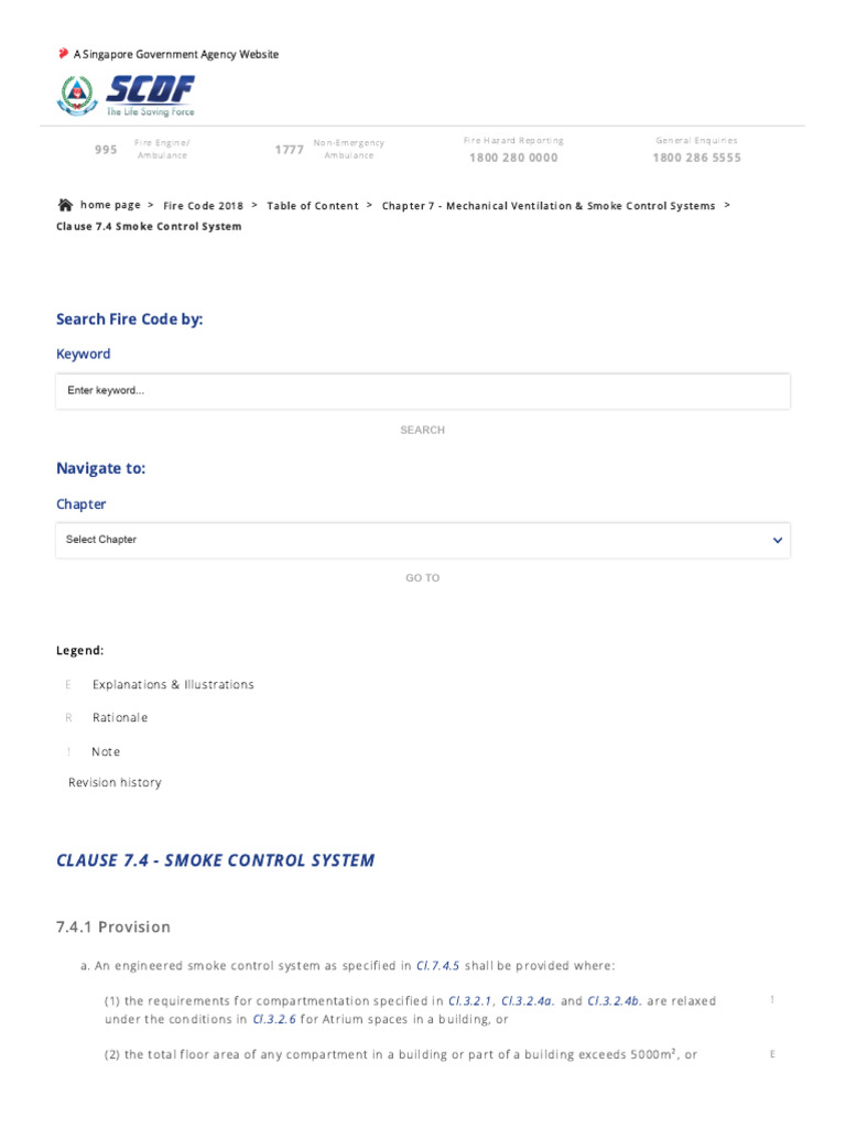 Smoke Control System - SCDF Clause 7.4 | PDF | Duct (Flow) | Ventilation (Architecture)