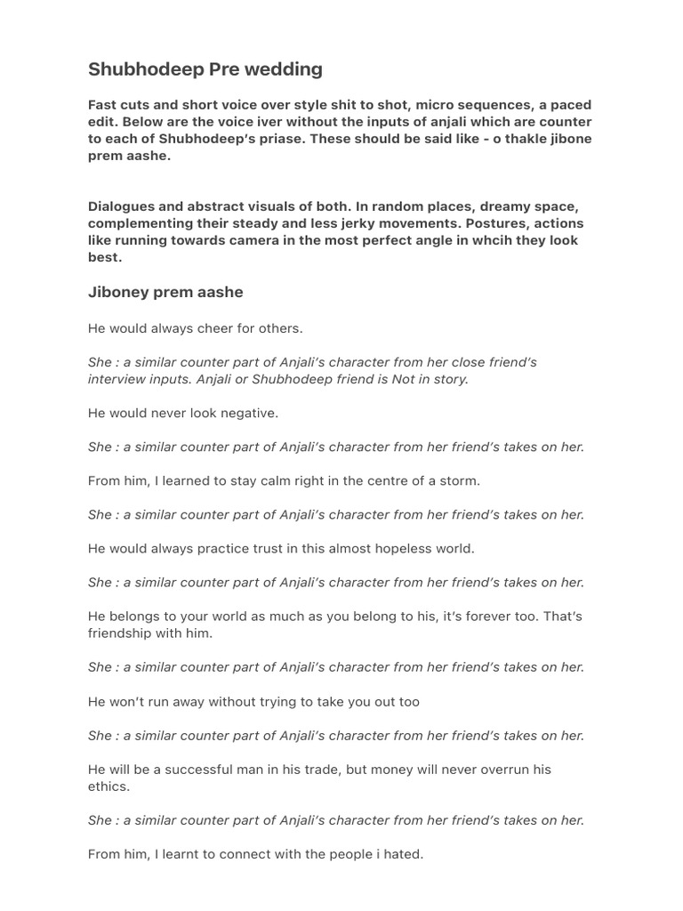 Shubhodeep Pre Wedding | PDF