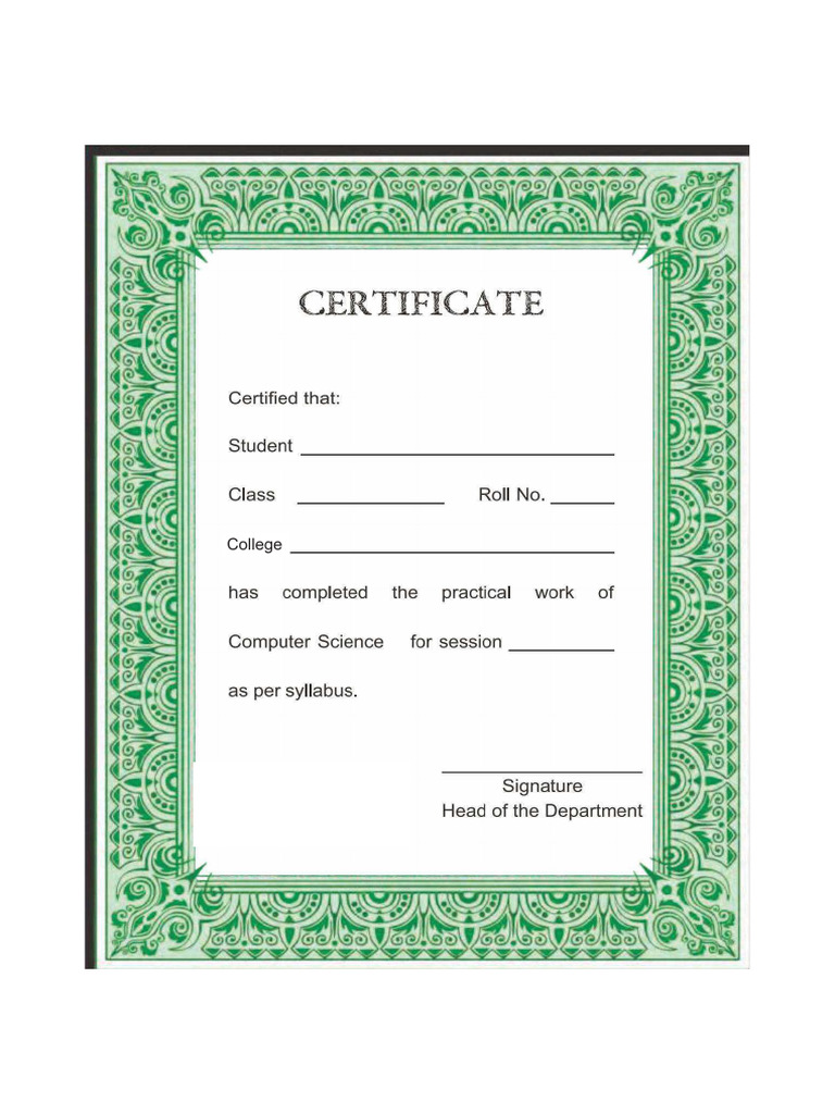 Practical Notebook Certificate for college | PDF