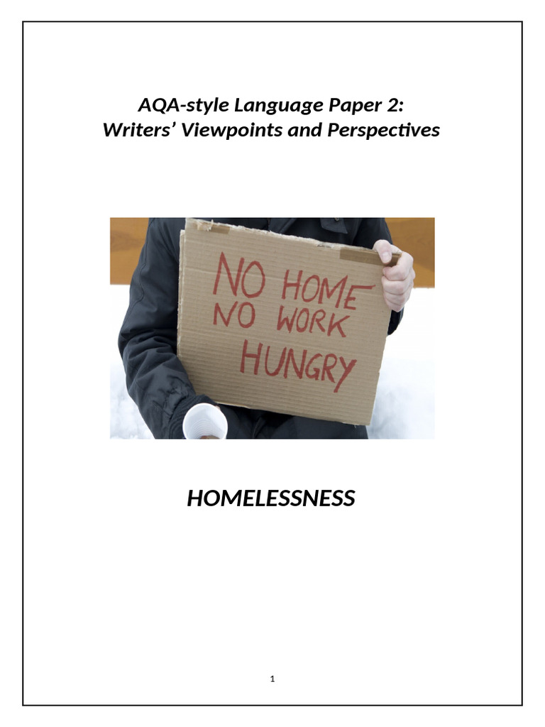 Perspectives on Homelessness in Literature | PDF