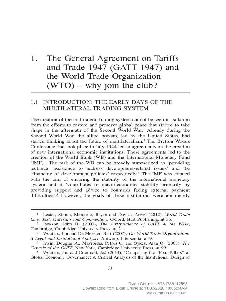 GATT, WTO-Why Join the Club | PDF | World Trade Organization | General Agreement On Tariffs And ...