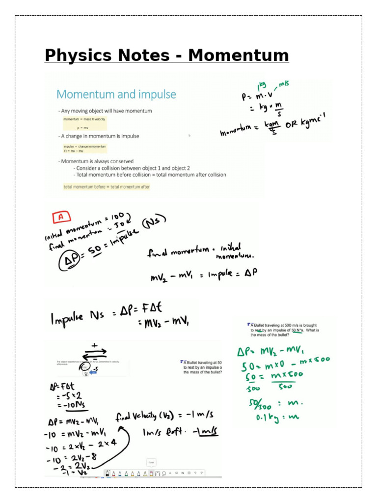 Physics Notes - Momentum | PDF