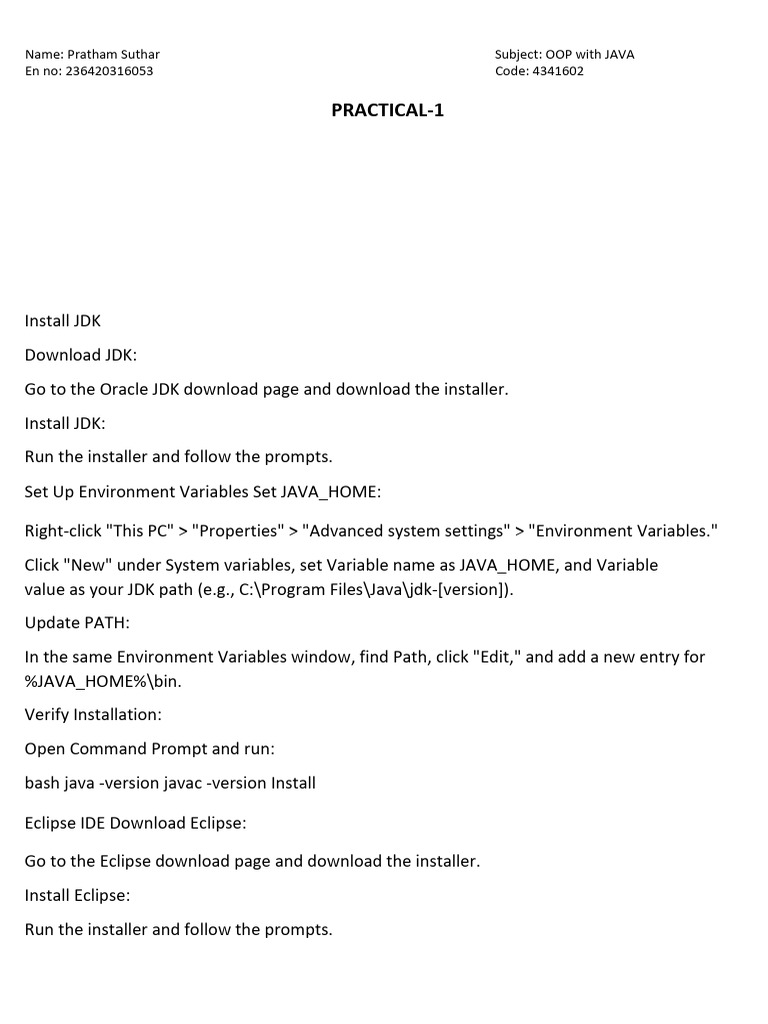 PRACTICAL_OF_JAVA[1] pratham | PDF | Data Type | Java (Programming Language)