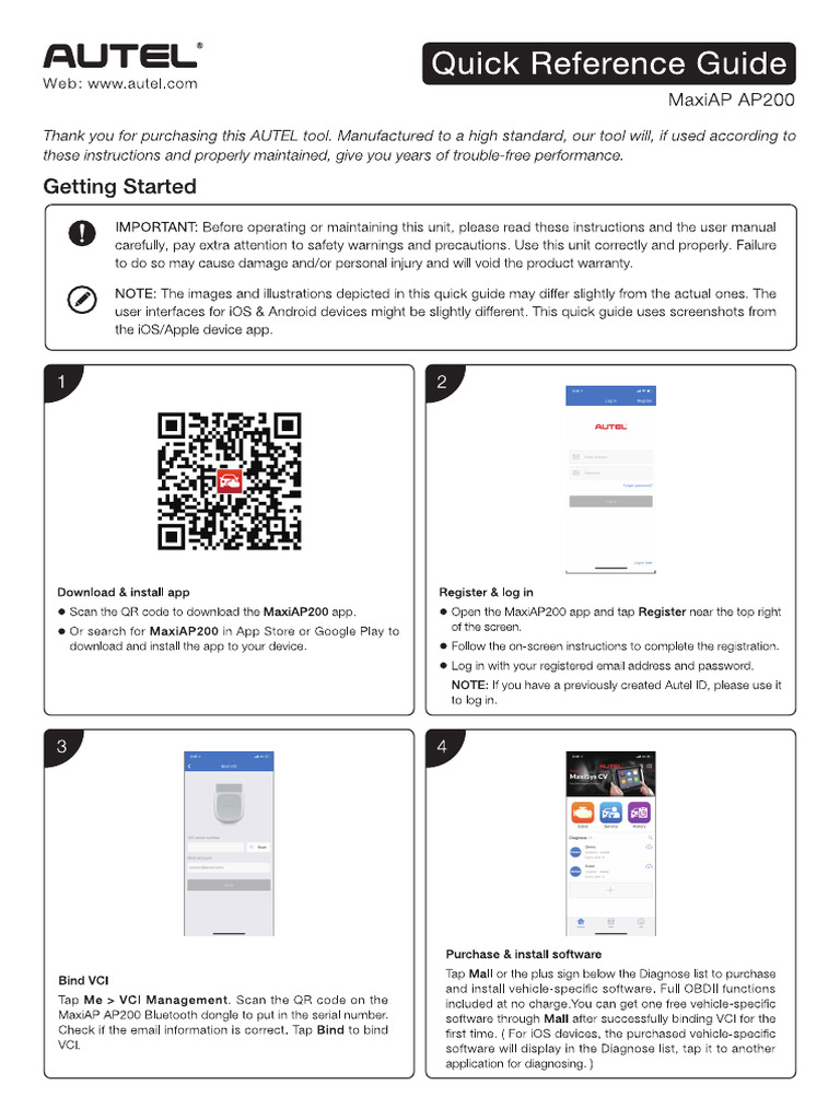 Autel Maxiap Ap200 Quick Guide | PDF
