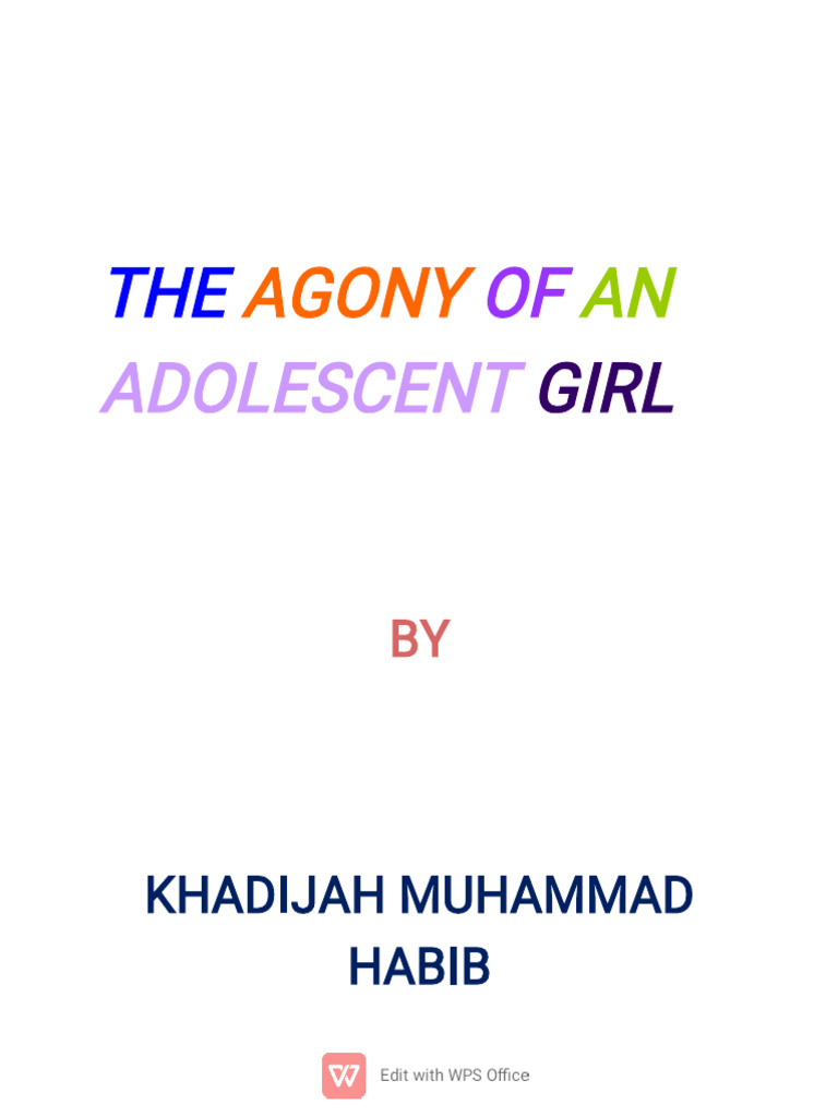 Share Agony of An Adolescent Girl | PDF | Psychological Concepts | Behavioural Sciences