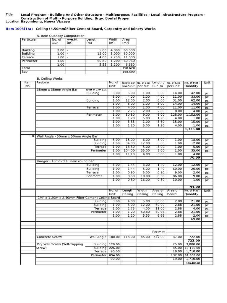 Estimate Sample | PDF | Truss | Sanitary Sewer