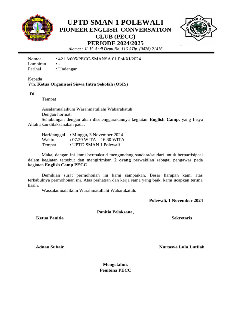 Surat Undangan Osis | PDF