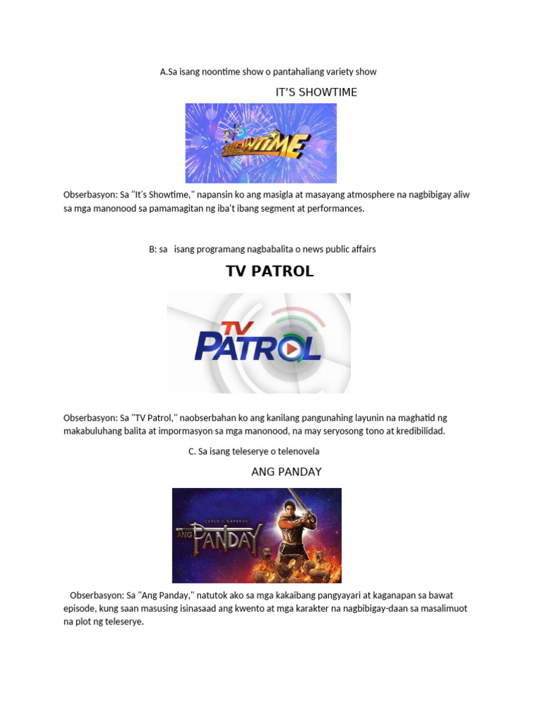 TV Patrol: It'S Showtime | PDF