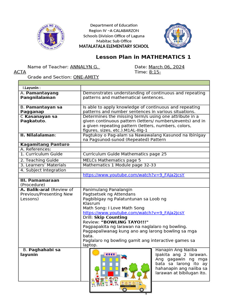 COT-MATH-1-3RD-QUARTER-week 7-Missing Term | PDF