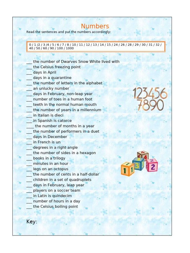 Numbers Fun Activities Games 544 | PDF