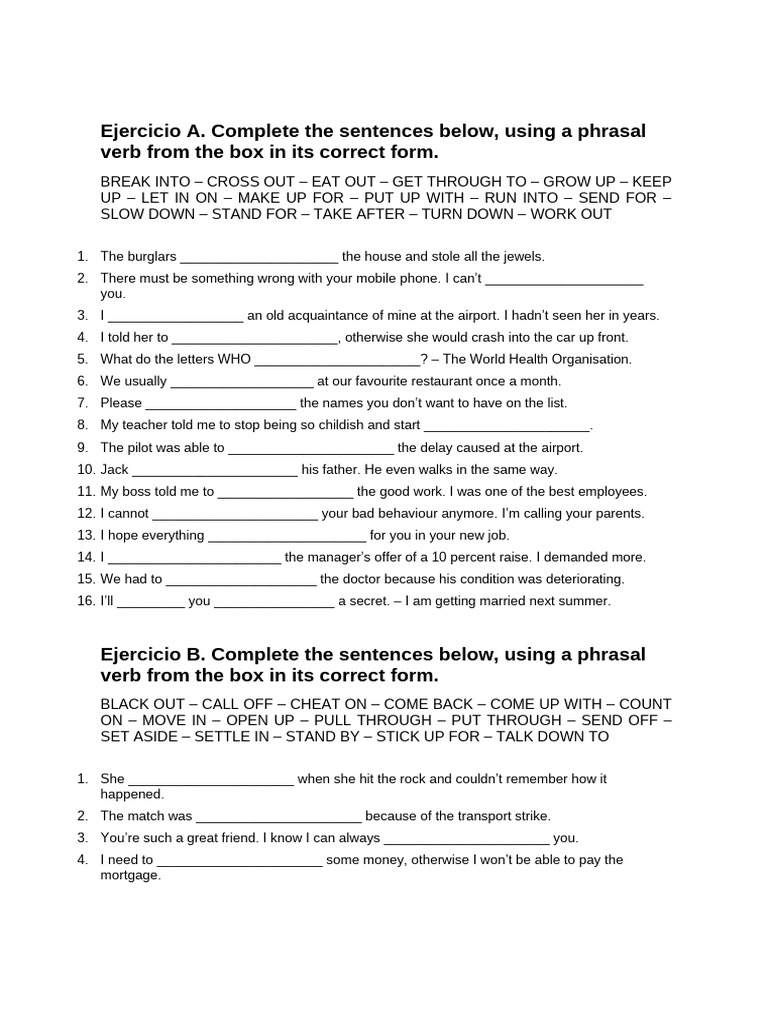 Phrasal Verbs Exercise Guide | PDF