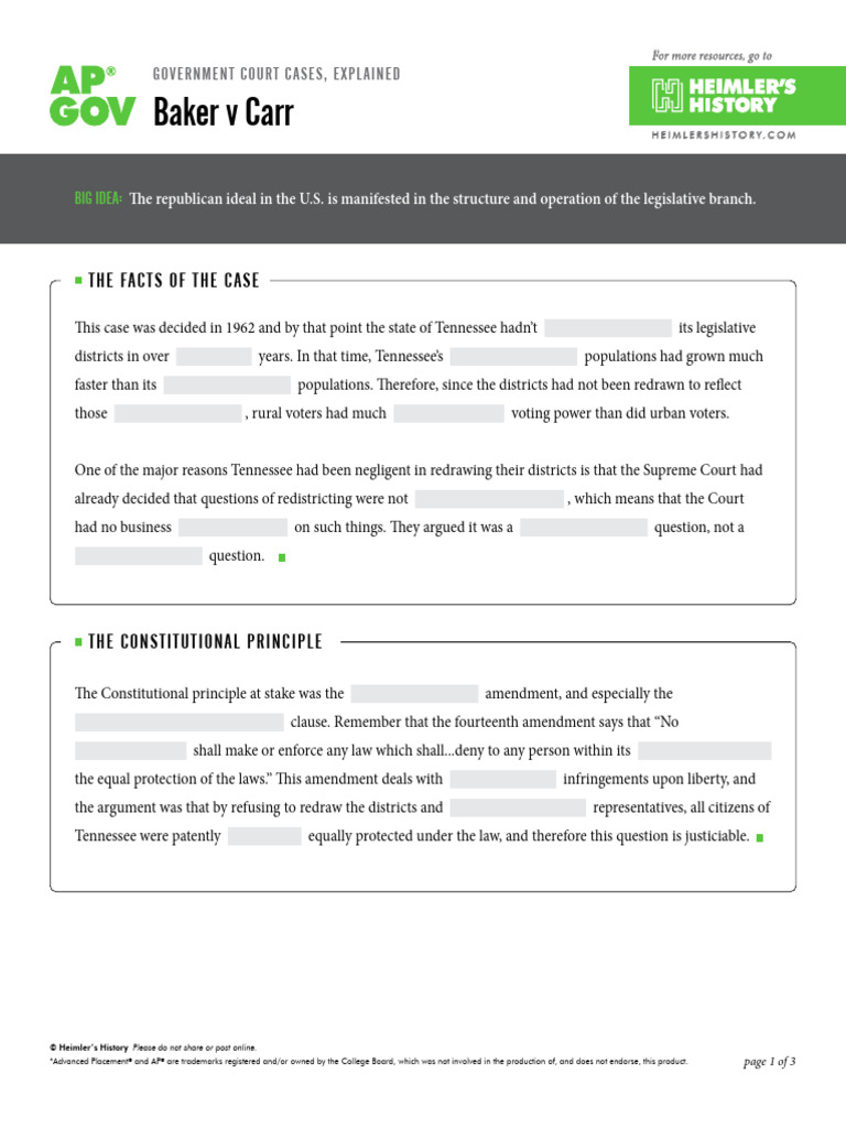 AP Gov Baker V Carr Noteguides | PDF | Baker V. Carr | Government