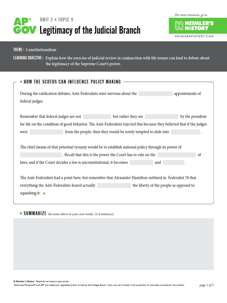 AP Gov Unit 2 Topic 9 Noteguides | PDF | Precedent | Supreme Court Of ...