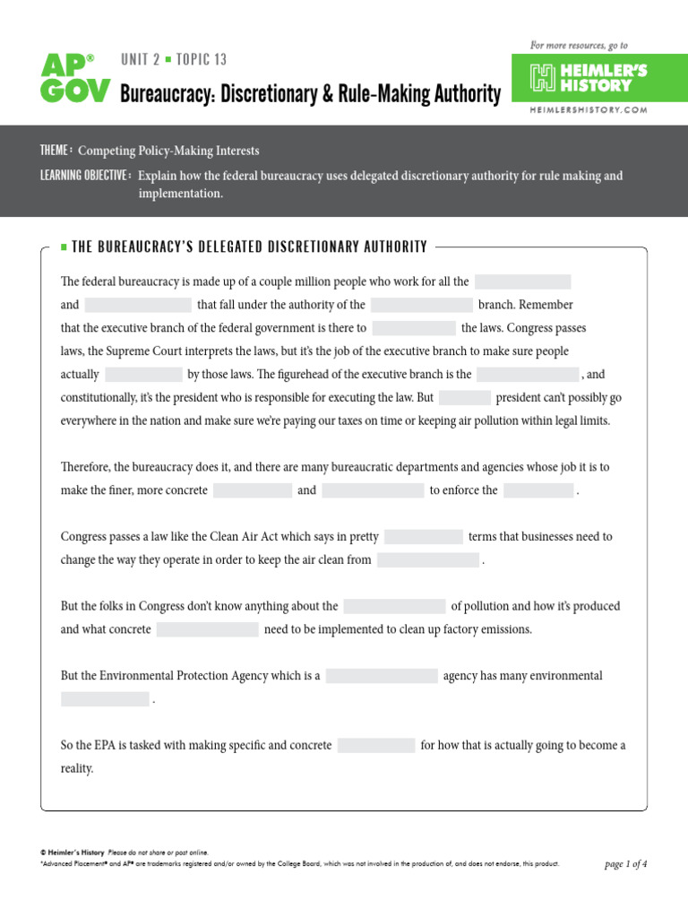 AP Gov Unit 2 Topic 13 Noteguides | PDF | United States Environmental ...