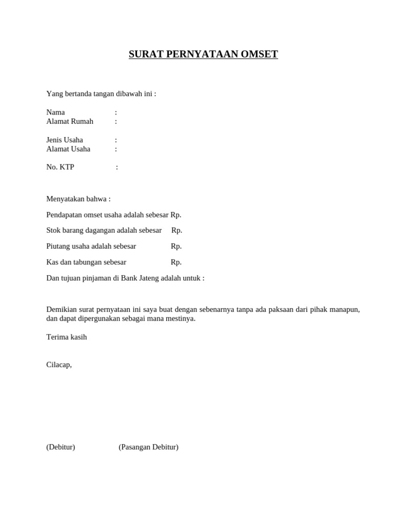 Surat Pernyataan Omset | PDF