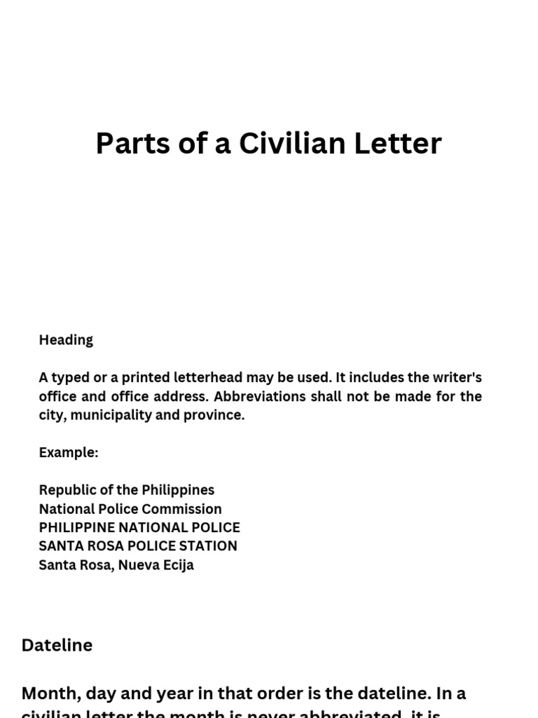 Parts of A Civilian Letter | PDF | Madam | Honorifics