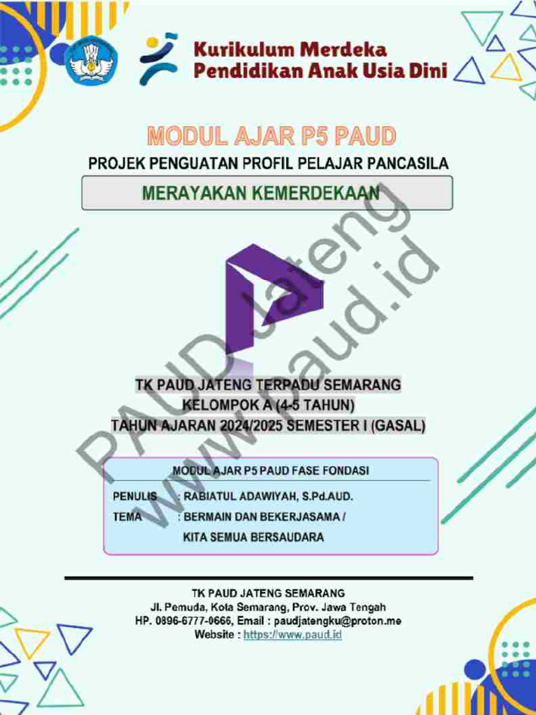 04 Modul Ajar TK a 2024 2025 Smt1 04 P5 Kemerdekaan PDF (2) Compressed 11zon | PDF