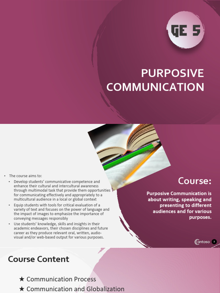 Purposive Communication Overview | PDF | Communication | Cognition