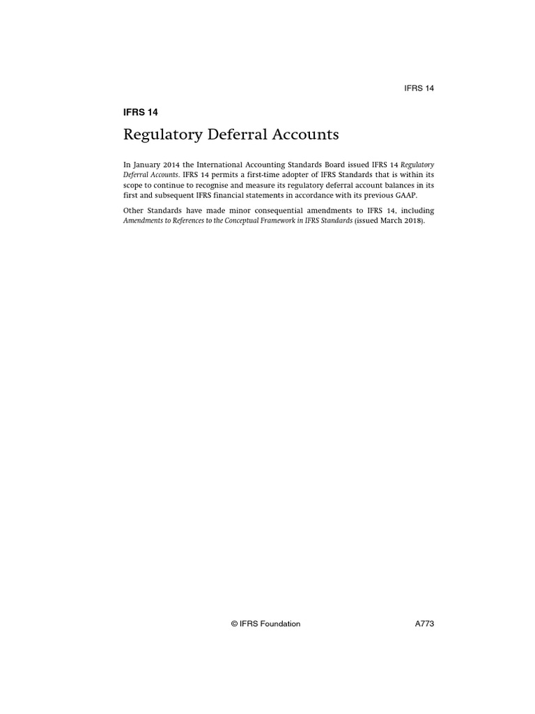 IFRS 14 Regulatory Deferral Accounts | PDF | International Financial ...