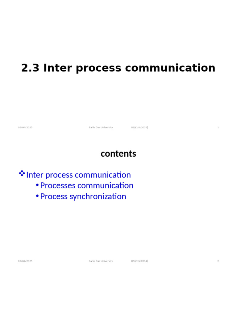 Inter-Process Communication Overview | PDF | Process (Computing) | Port ...
