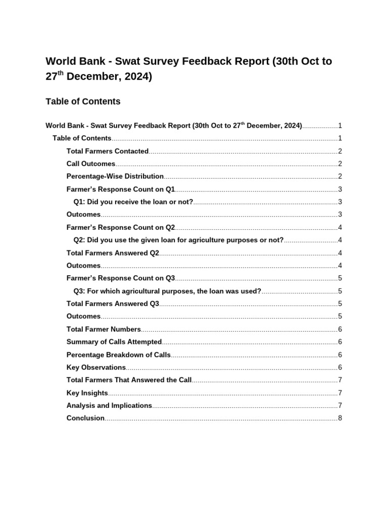 World Bank - Swat Survey Feedback Report | PDF | Communication