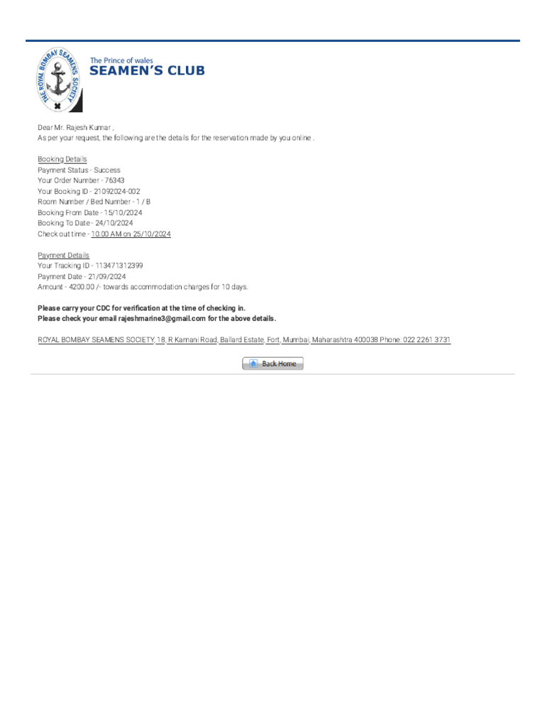 Booking Confirmation for Rajesh Kumar | PDF