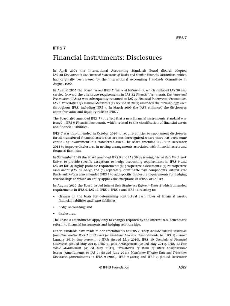 IFRS Blue Book IFRS 7 Financial Instruments Disclosures | PDF | Fair ...