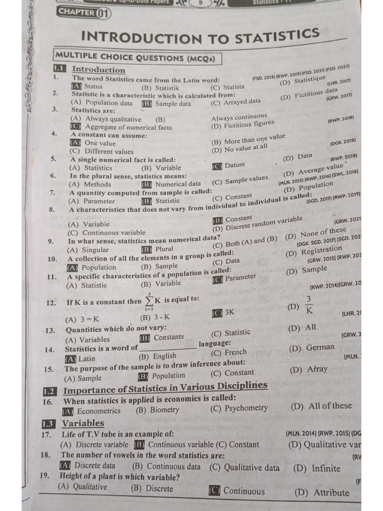 Model Papers MCQ's | PDF