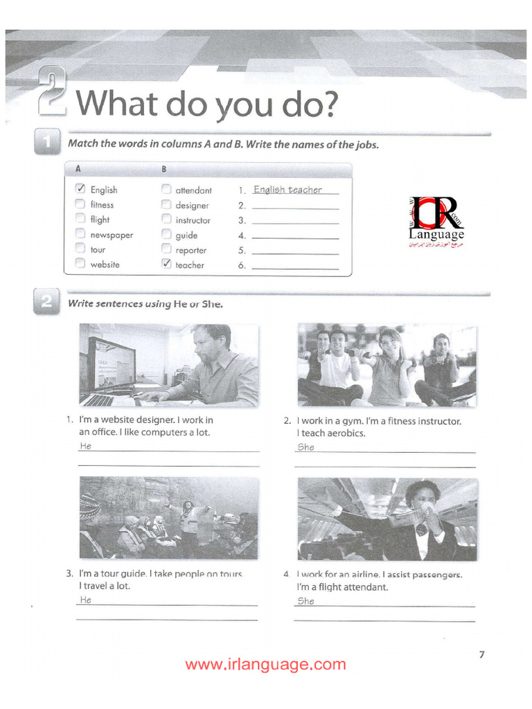 Unit 2 - What Do You Do - Workbook | PDF