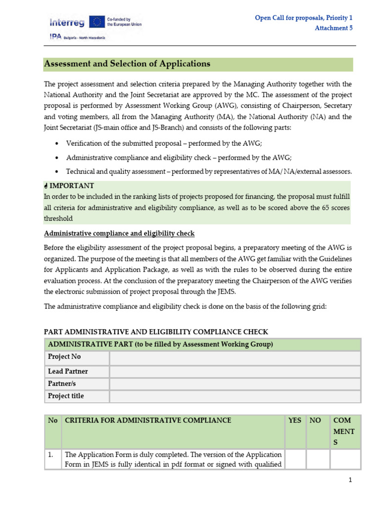 Attachment 5 - Assessment and Selection of Applications | PDF ...