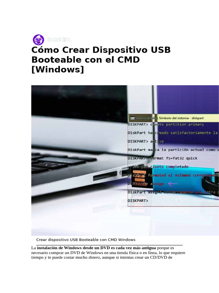 Crear USB Booteable con CMD en Windows | PDF | Memoria USB | Arranque