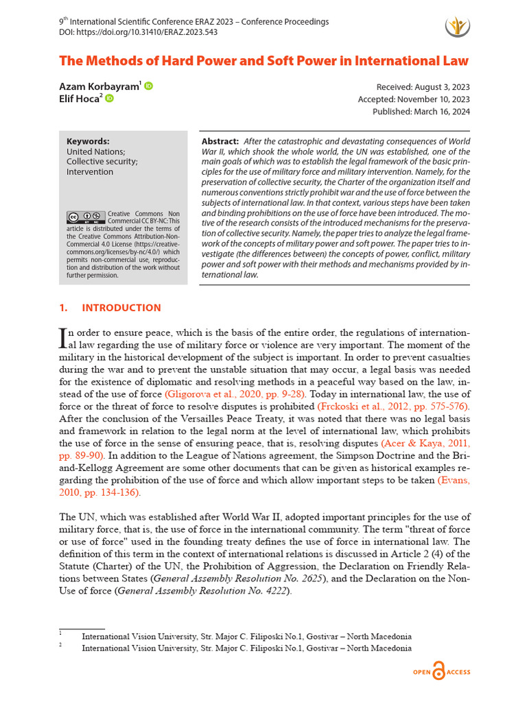 The Methods of Hard Power and Soft Power | PDF | International Law ...